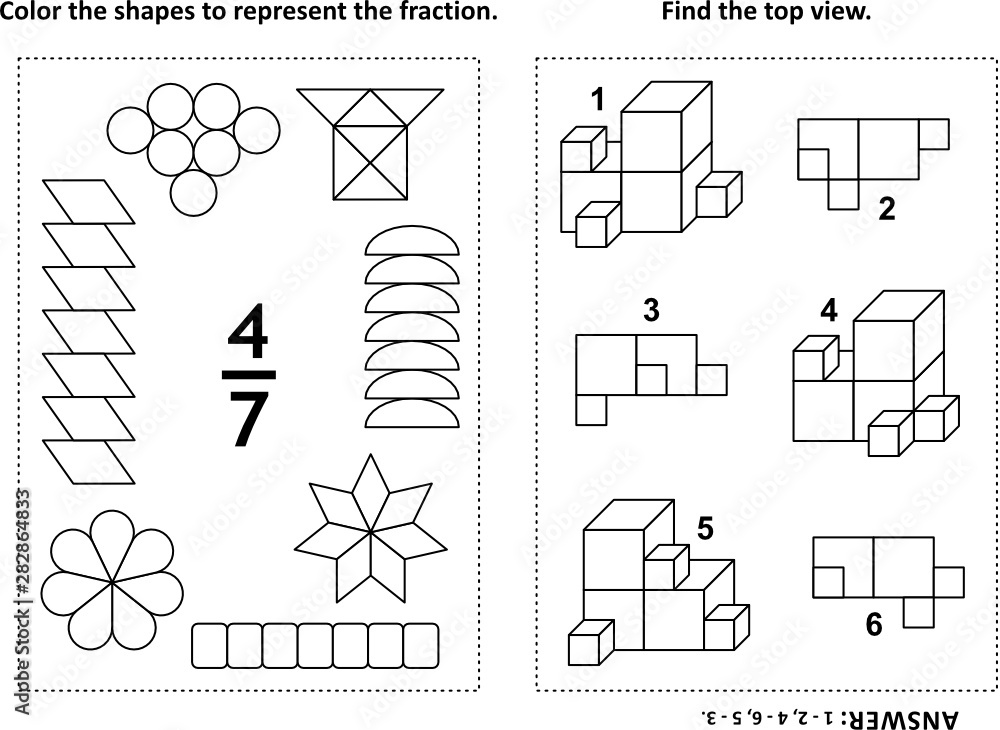 Two visual math puzzles and coloring pages. Color the shapes to ...
