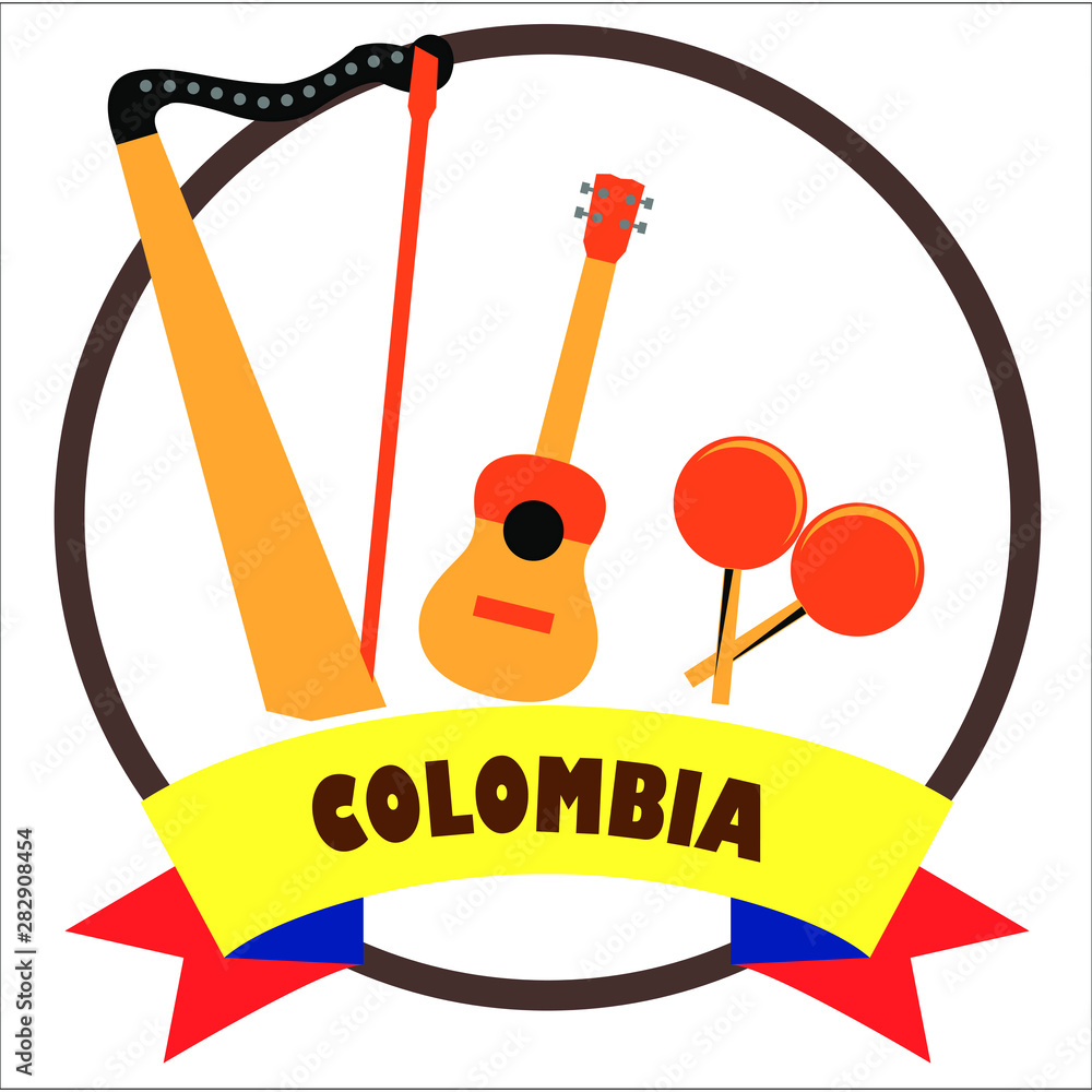 Harp, Cuatro and Maracas Venezuelan and colombian musical instruments ...