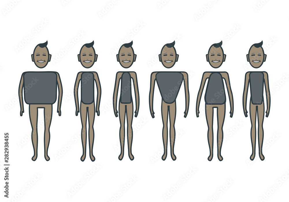 Male body figures. Male body shapes set. Vector cartoon illustration ...