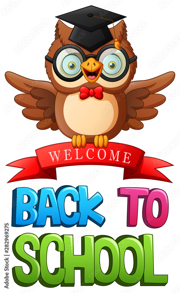 Back to school with happy owl cartoon. vector illustration Stock Vector ...