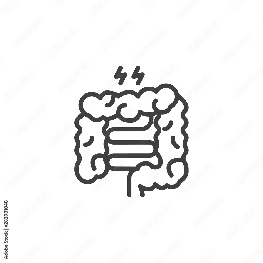 Vector de Stock Large intestine pain line icon. linear style sign for ...