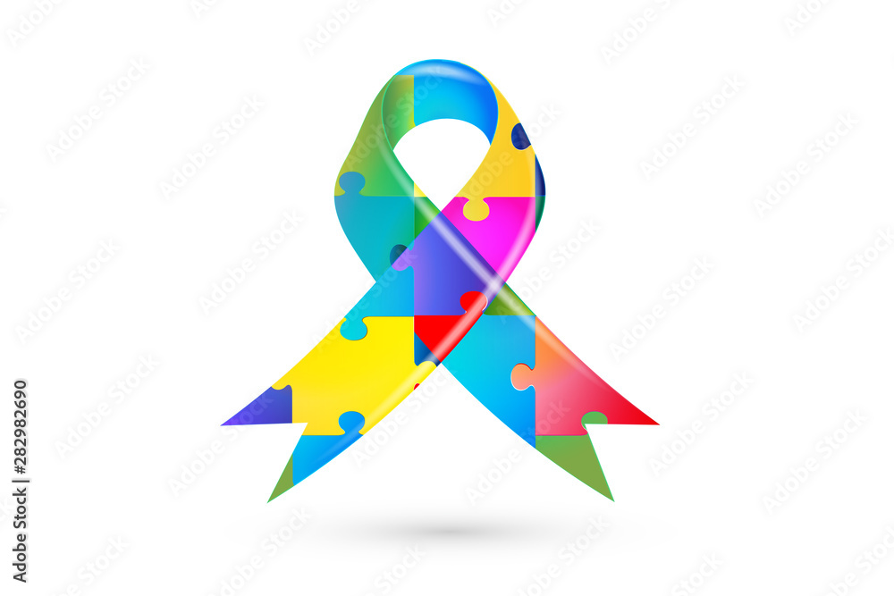 Autism puzzle ribbon symbol Stock Vector | Adobe Stock