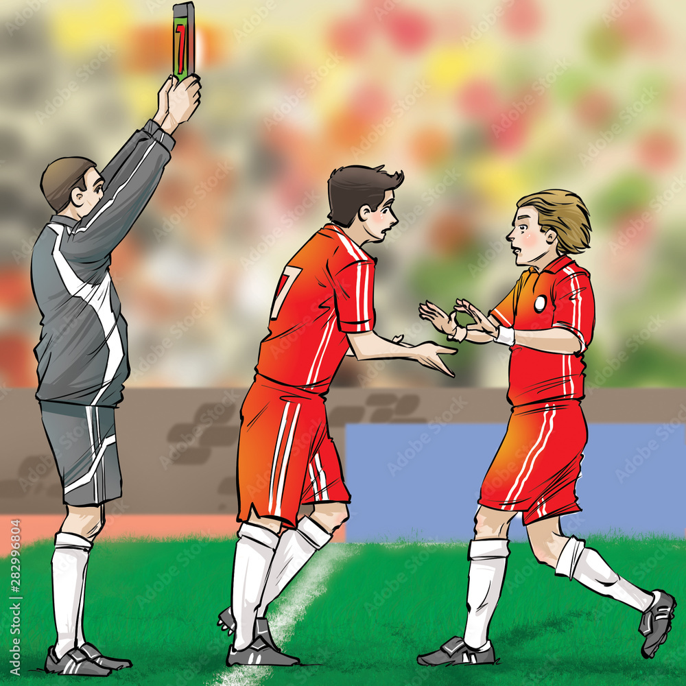 soccer player substitution Stock Illustration | Adobe Stock