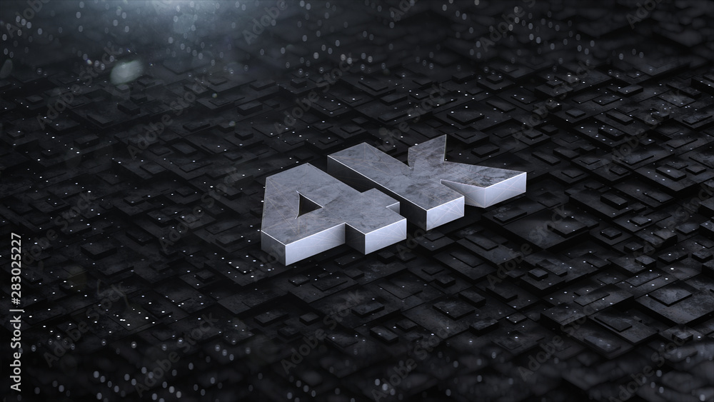 3d render Digital background with 4k ultra hd metal logo Stock ...