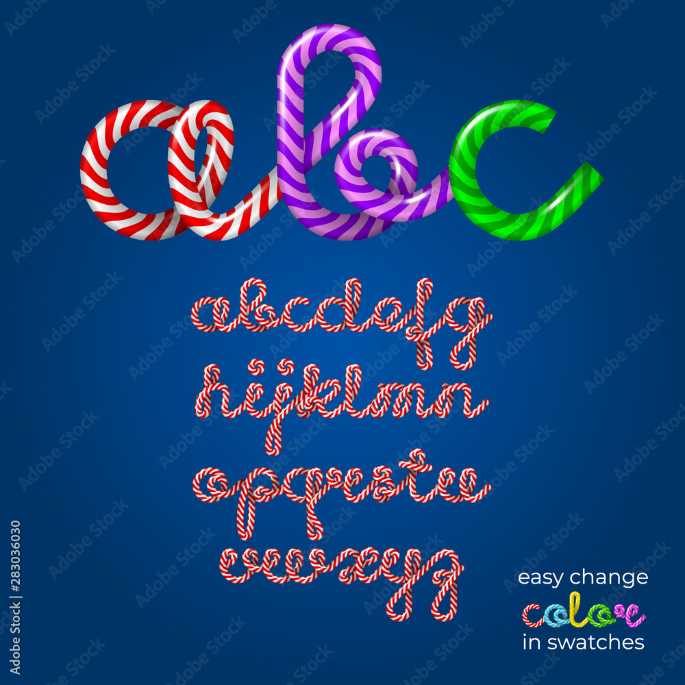 Candy cane handwritten font vector illustration Stock Vector | Adobe Stock