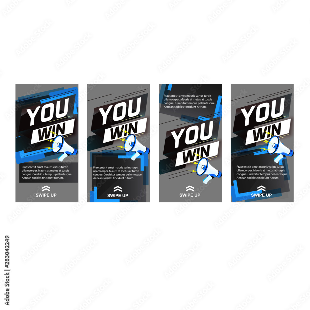 You win word concept vector illustration with megaphone and 3d style ...