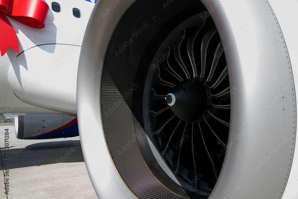 Airbus A320 NEO engine. Modern aircraft. CFM Leap-1A engine. Airplane ...