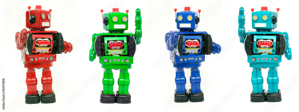 our color robot toys isolated Stock Photo | Adobe Stock