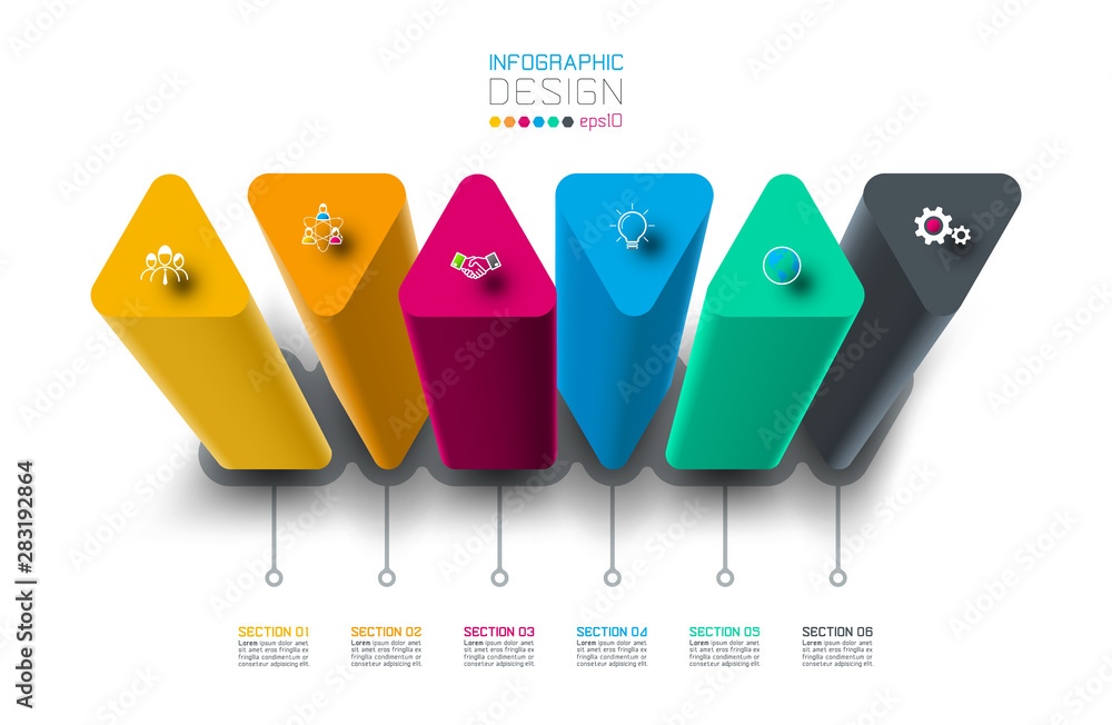 Vector Infographic label design with triangle columns design. Stock ...