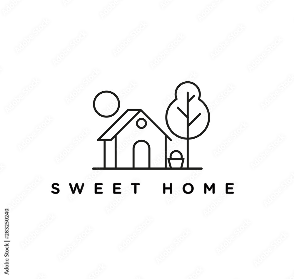 sweet home logo icon, line art Stock Vector | Adobe Stock