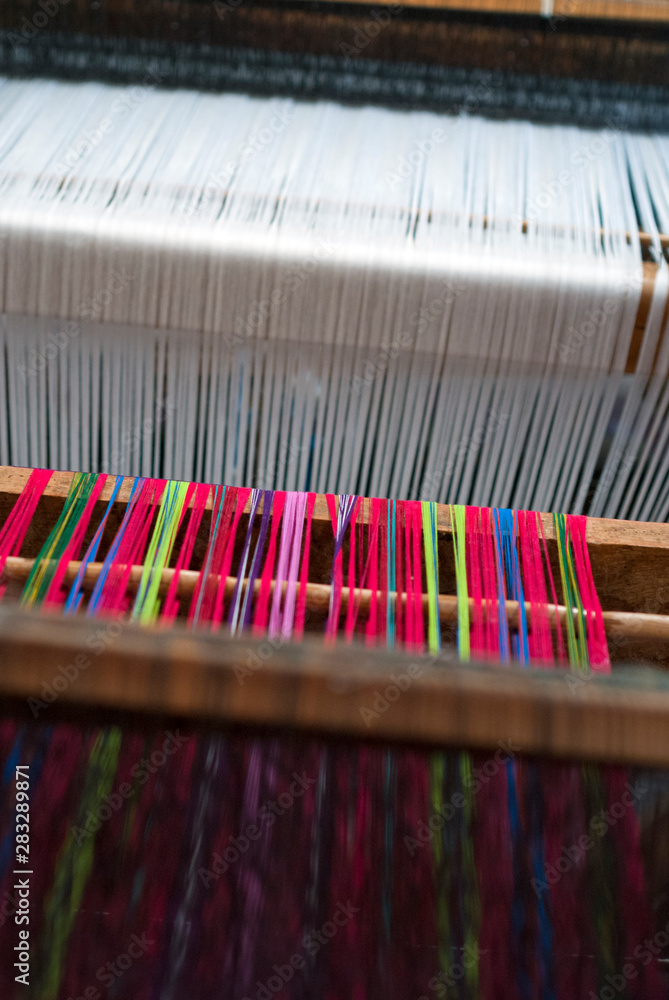 Traditional loom in Antigua Guatemala, means of economic income, family ...