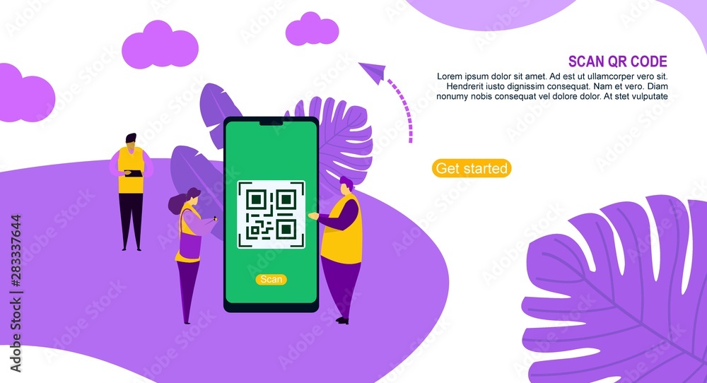 QR code scanning vector illustration concept.flat design. Stock Vector ...