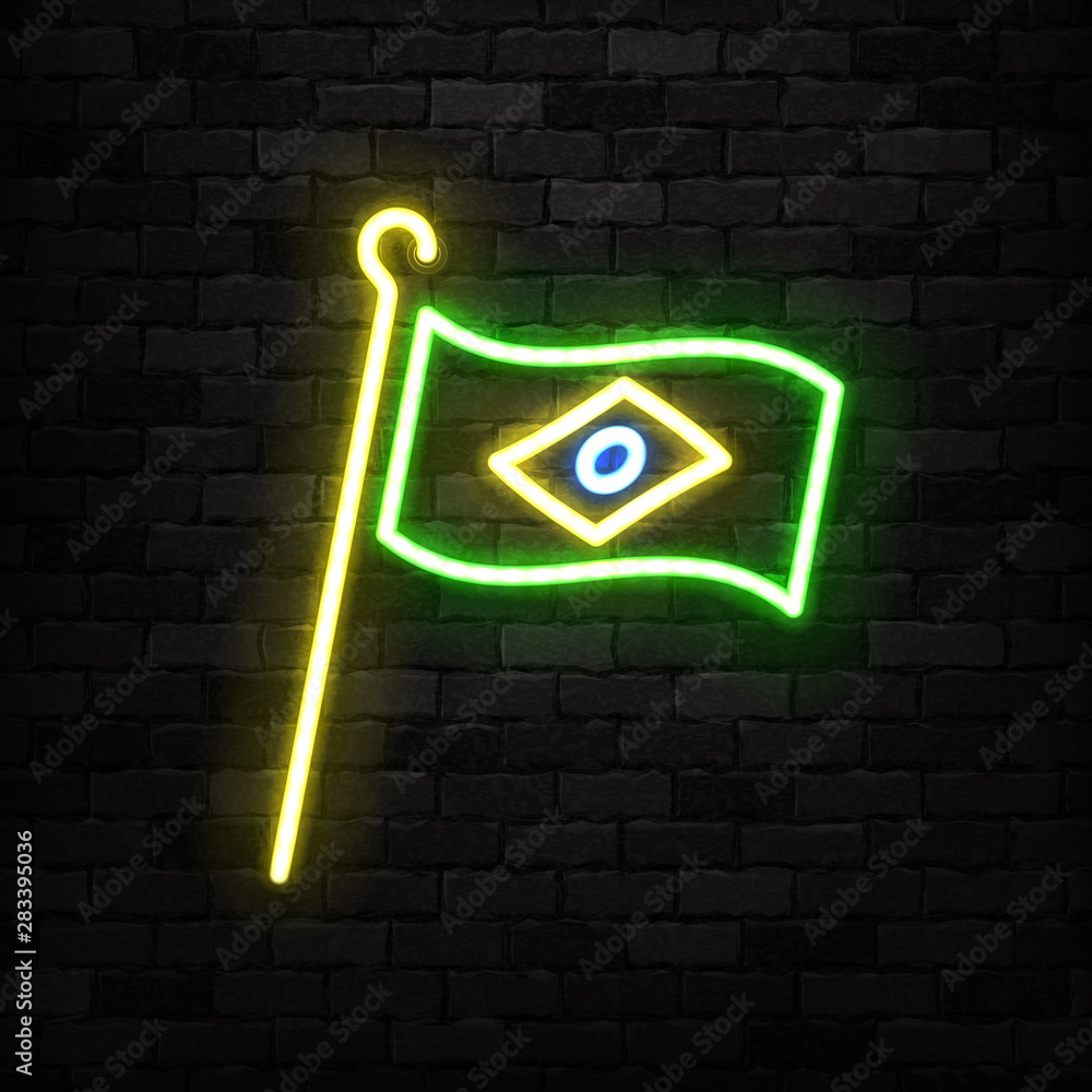 Vector realistic isolated neon sign of Brazil flag logo for template ...