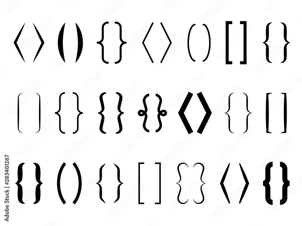 Text brackets. Curly braces, square and corner parentheses. Bracket ...
