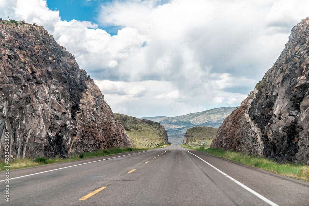 Highway 285 with nobody Saguache, Colorado with rural countryside and ...