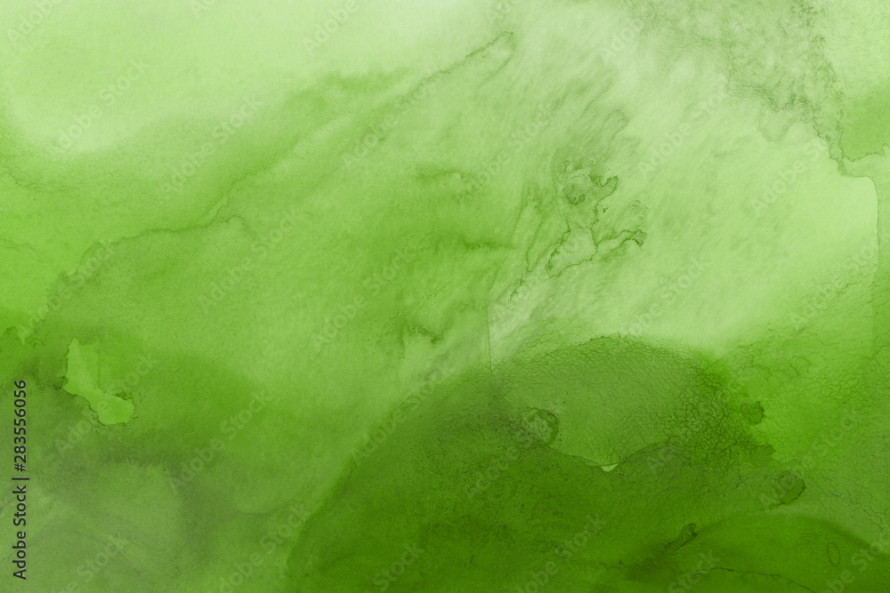 Hand painted alcohol ink background. Abstract delicate green texture ...