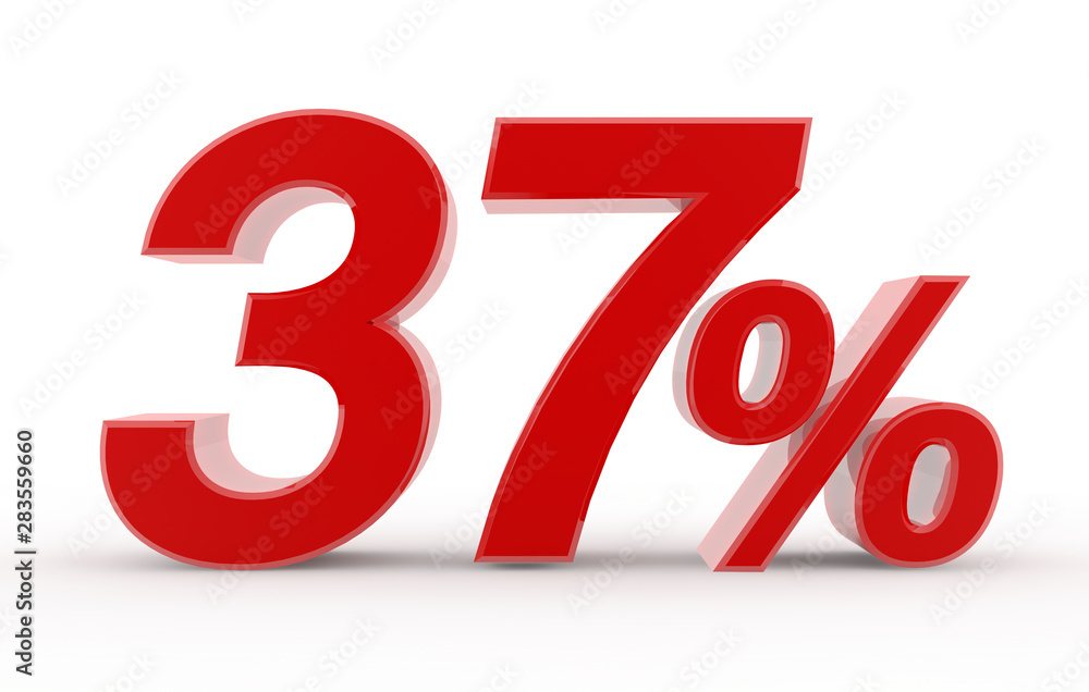 37 percent on white background illustration 3D rendering Stock ...