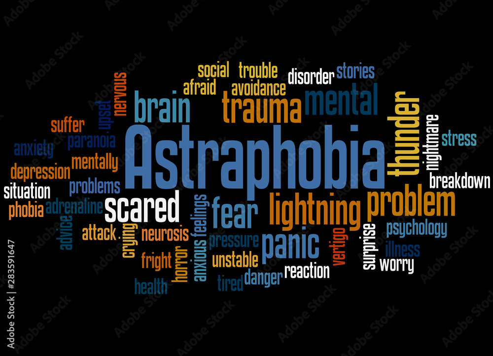 Astraphobia fear of thunder and lightning word cloud concept 3 Stock ...