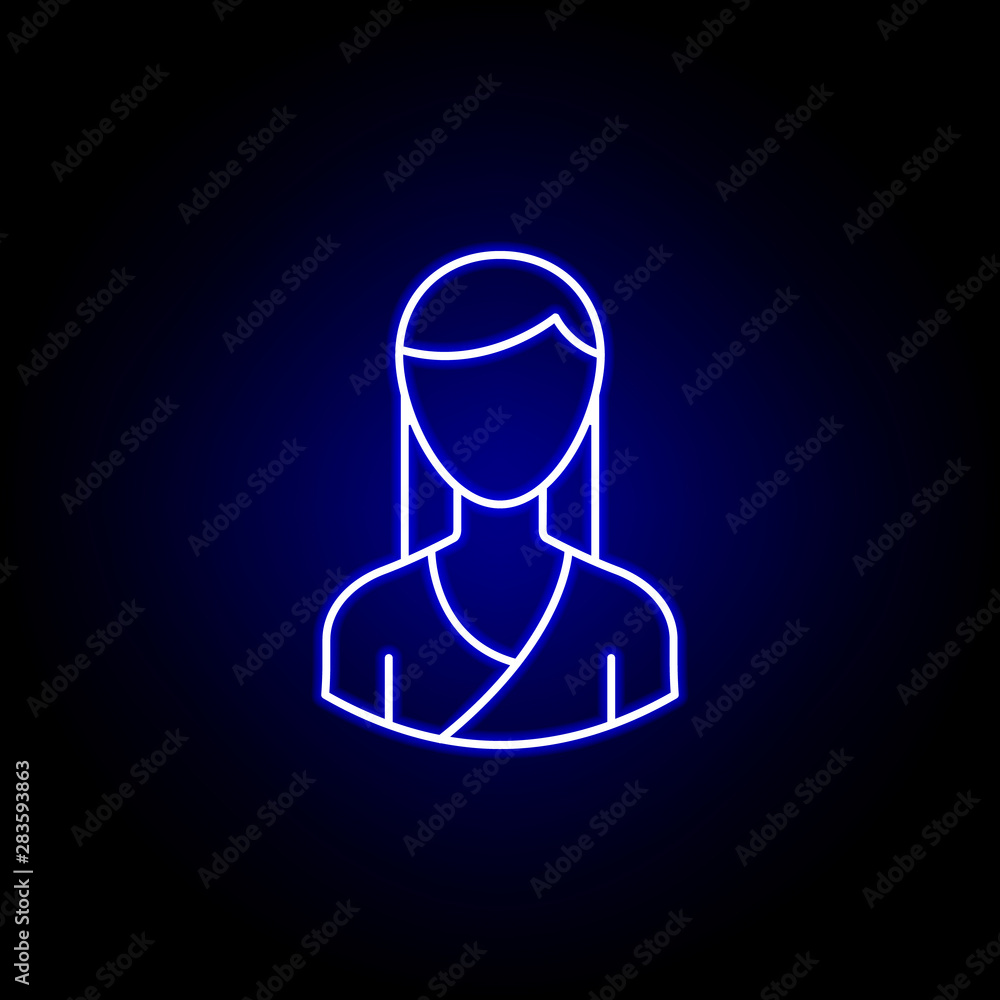 avatar karate line icon in blue neon style. Signs and symbols can be ...