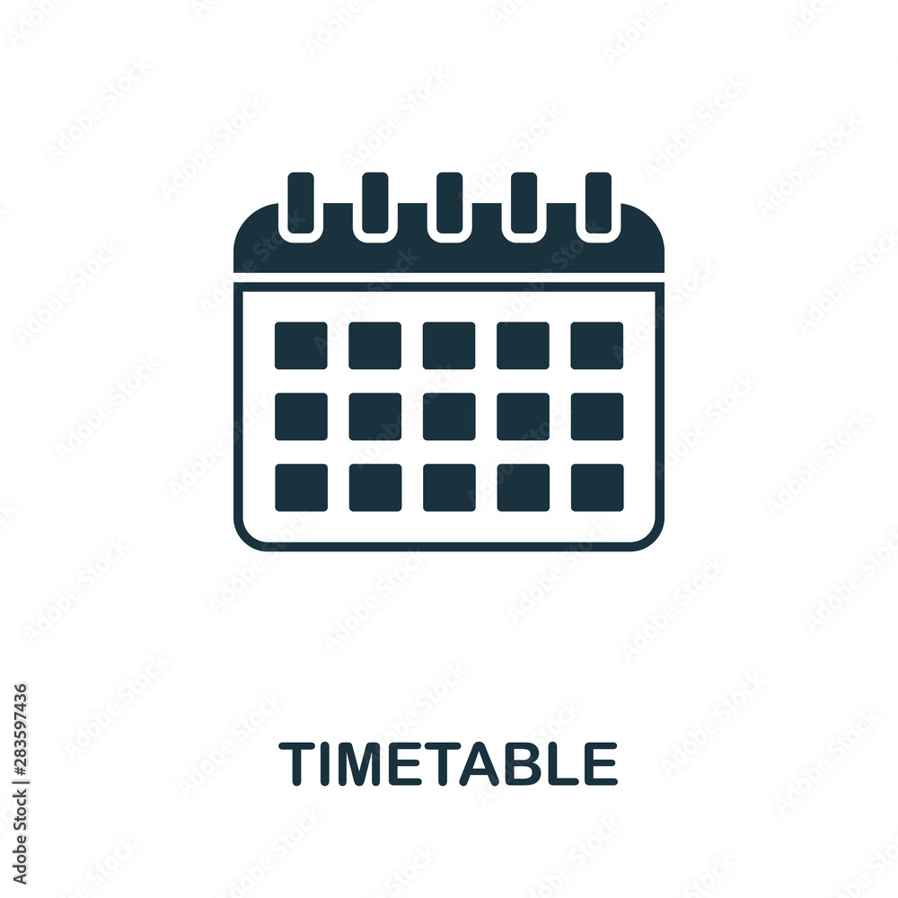 Timetable vector icon symbol. Creative sign from education icons ...