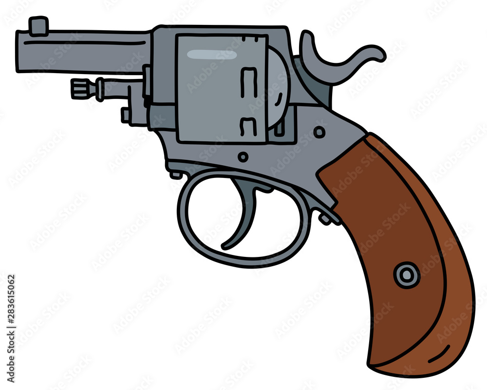 The hand drawing of a classic steel short revolver Stock Vector | Adobe ...