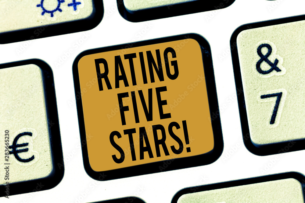 Handwriting text Rating Five Stars. Concept meaning indicating highest ...