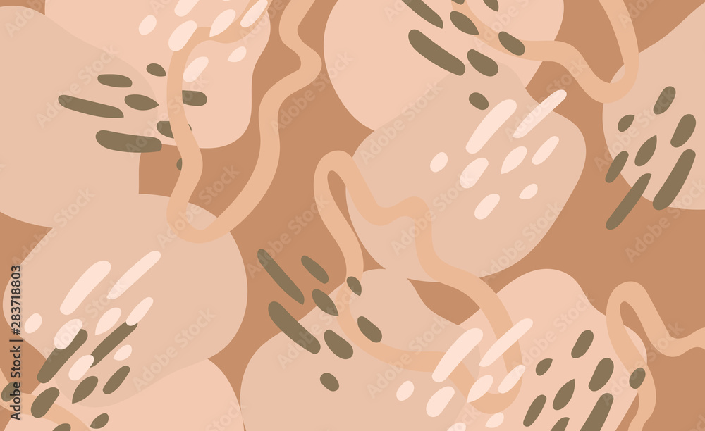 Abstract khaki background with hand drawn elements. Vector texture for ...