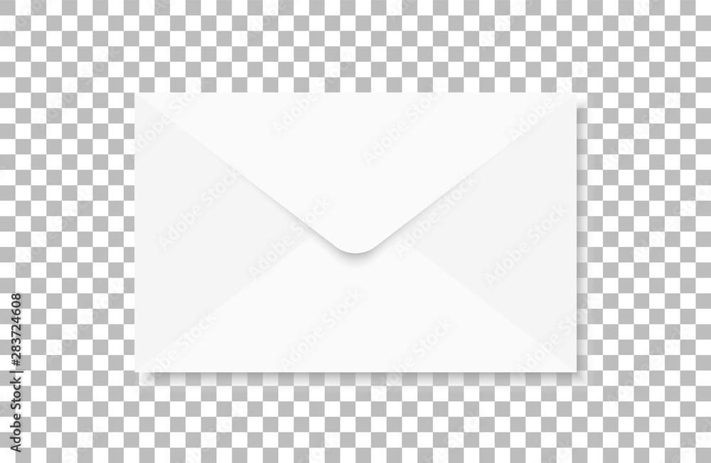 White realistic envelope on a transparent background. Letter. Stock ...