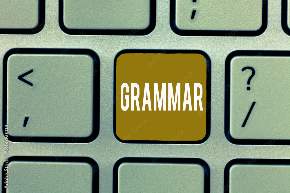 Writing note showing Grammar. Business photo showcasing System and ...