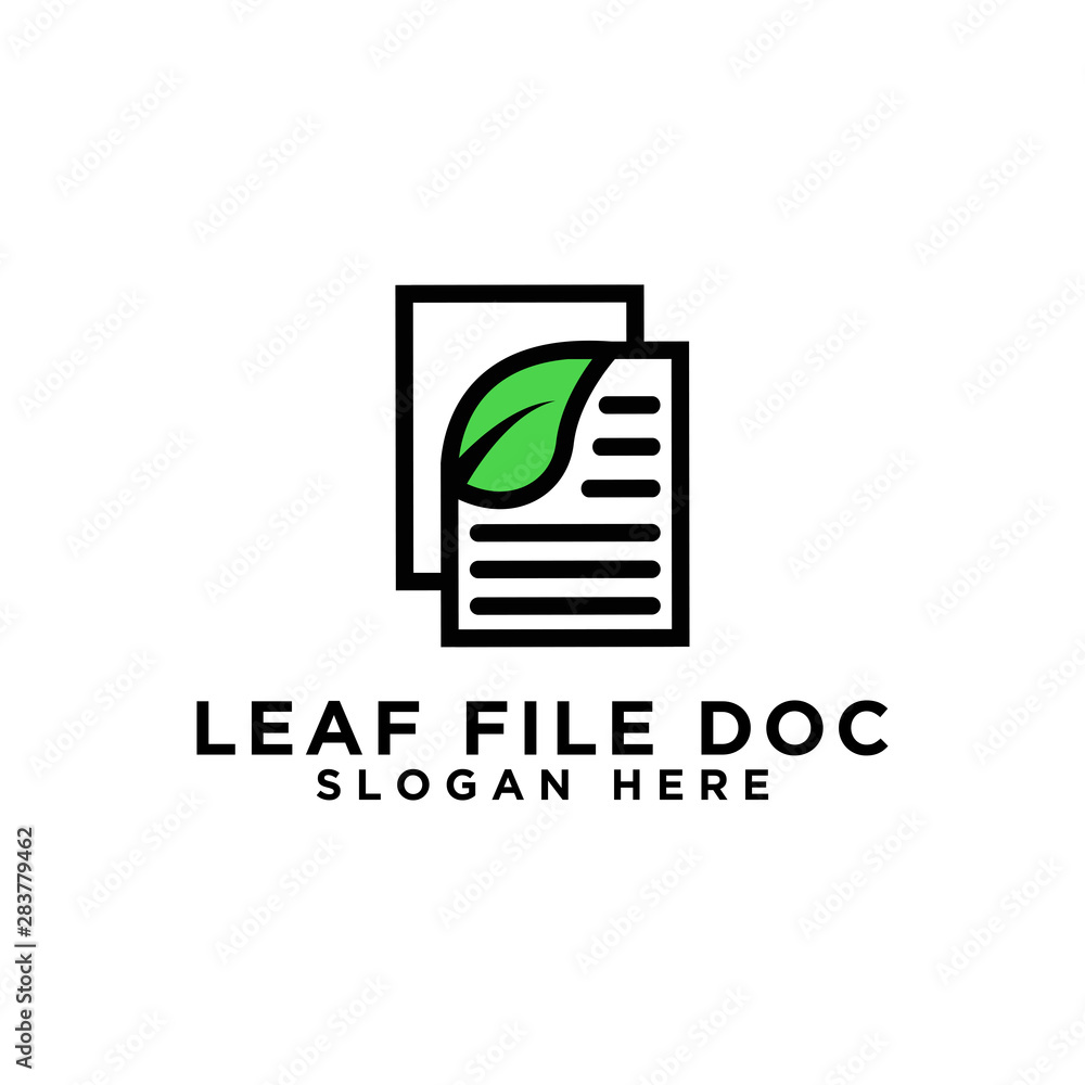 Leaf document design logo, natural data logo symbol, document logo ...