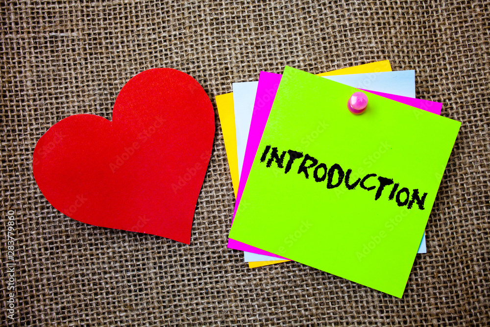 Text sign showing Introduction. Conceptual photo First part of a ...