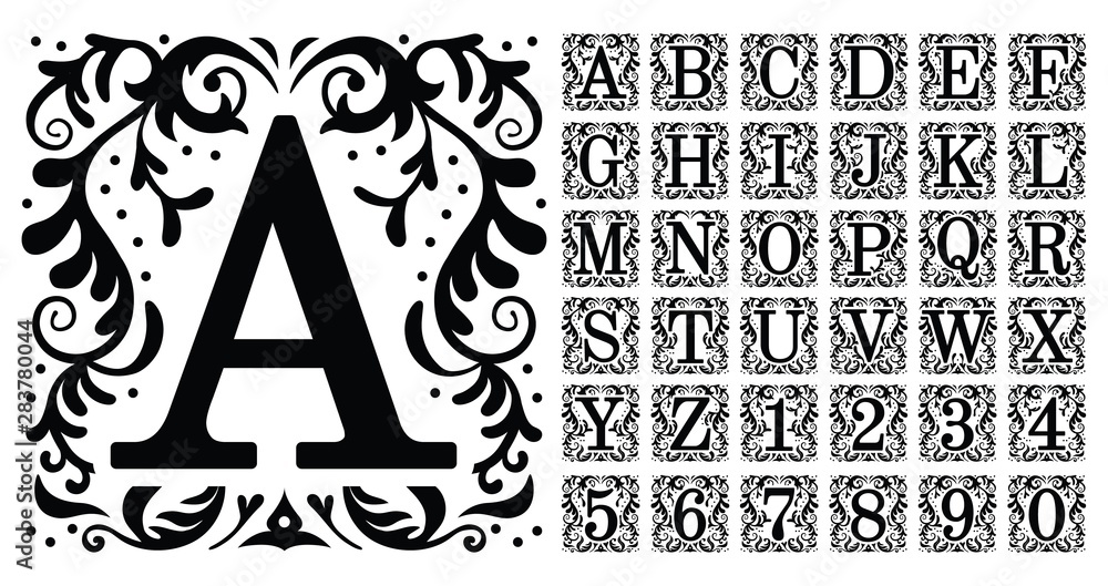 Vintage monogram letters. Decorative ornamental ancient capital letter ...