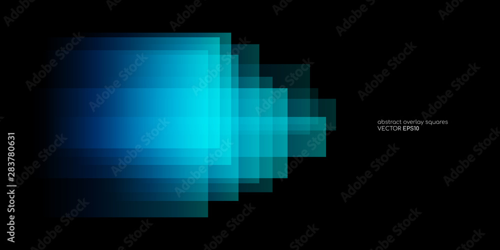 Abstract geometric rectangle shapes transparent overlay with blue and ...