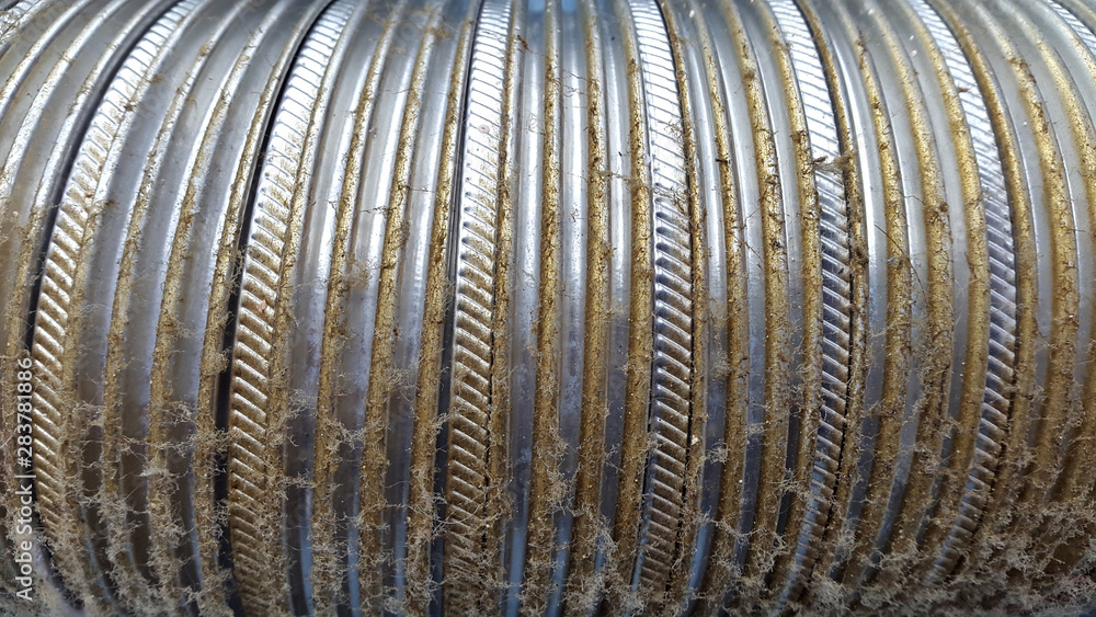 Corrugated pipe. Corrugated pipe surface. Banner. The product is made ...