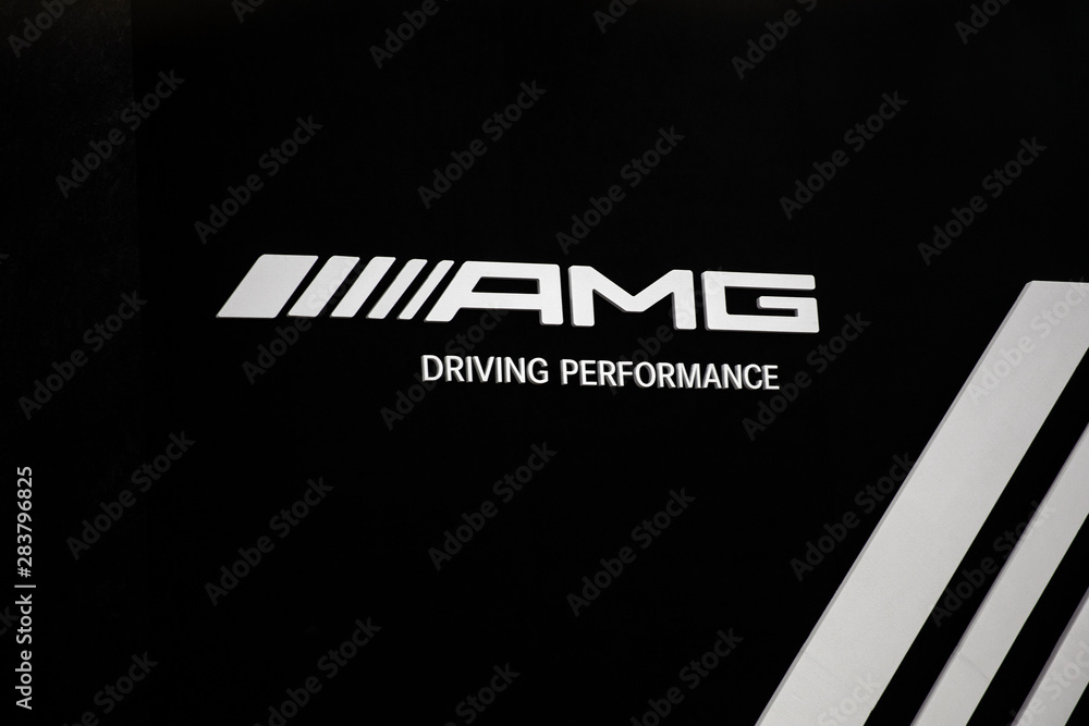 Sign of Mercedes-AMG company. Mercedes-AMG GmbH is brand used by ...
