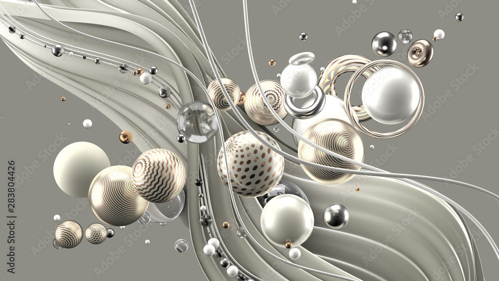 Beautiful abstract background with volume elements, balls, texture ...