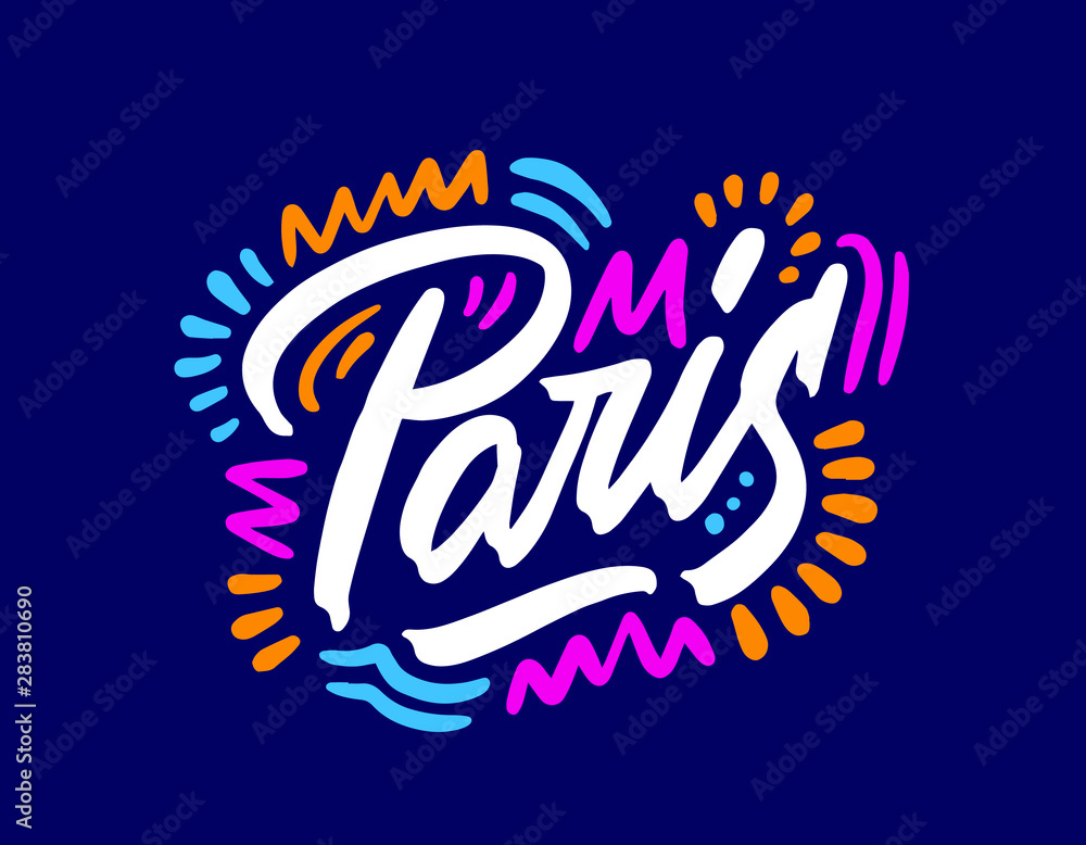 Paris handwritten city name.Modern Calligraphy Hand Lettering for ...
