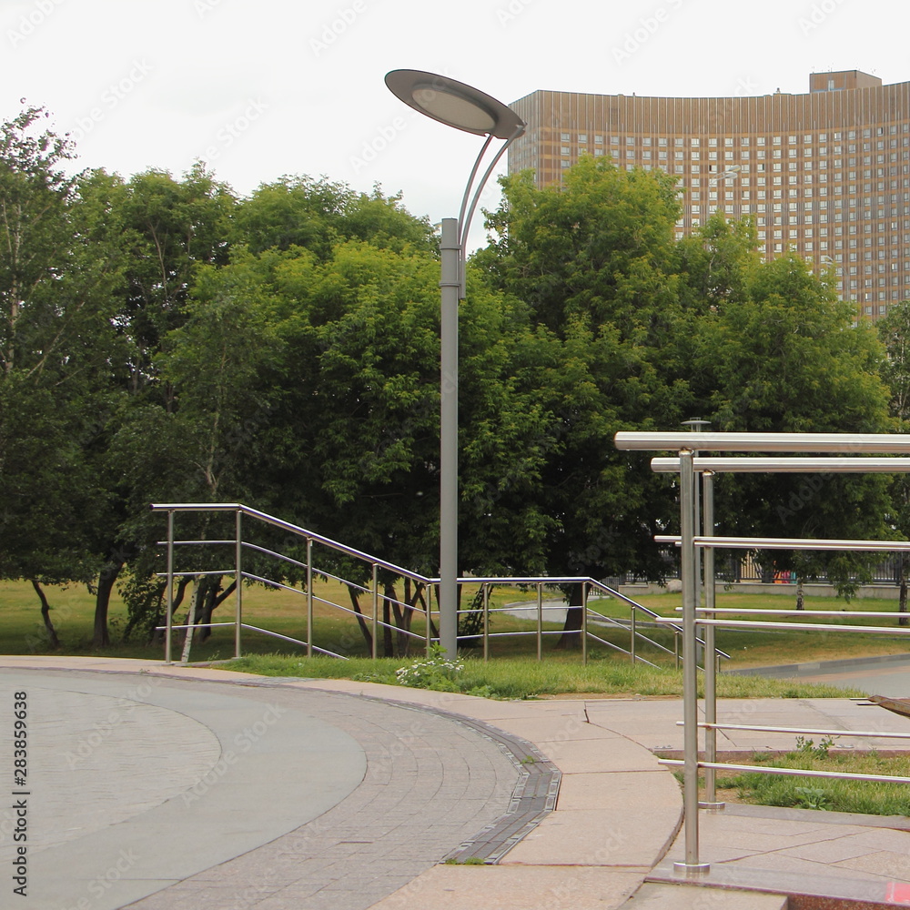 Moscow, Russia, Futuristic Cosmic streetlight lantern on Cosmonauts ...