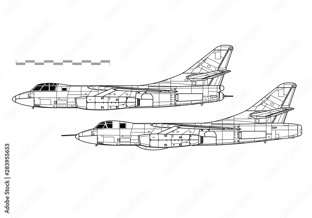 Douglas B-66 Destroyer. Outline vector drawing Stock Vector | Adobe Stock