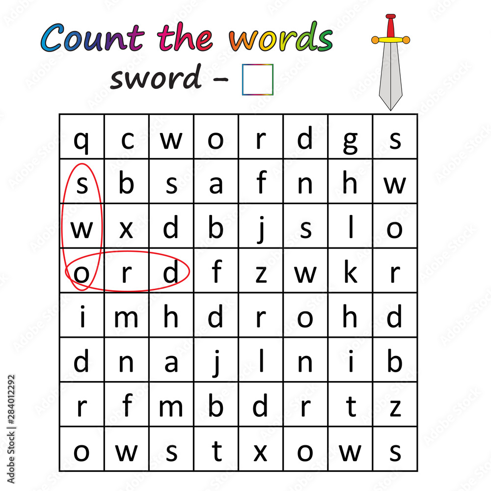 Worksheet. Game for kids - find and count the words. Visual Educational ...