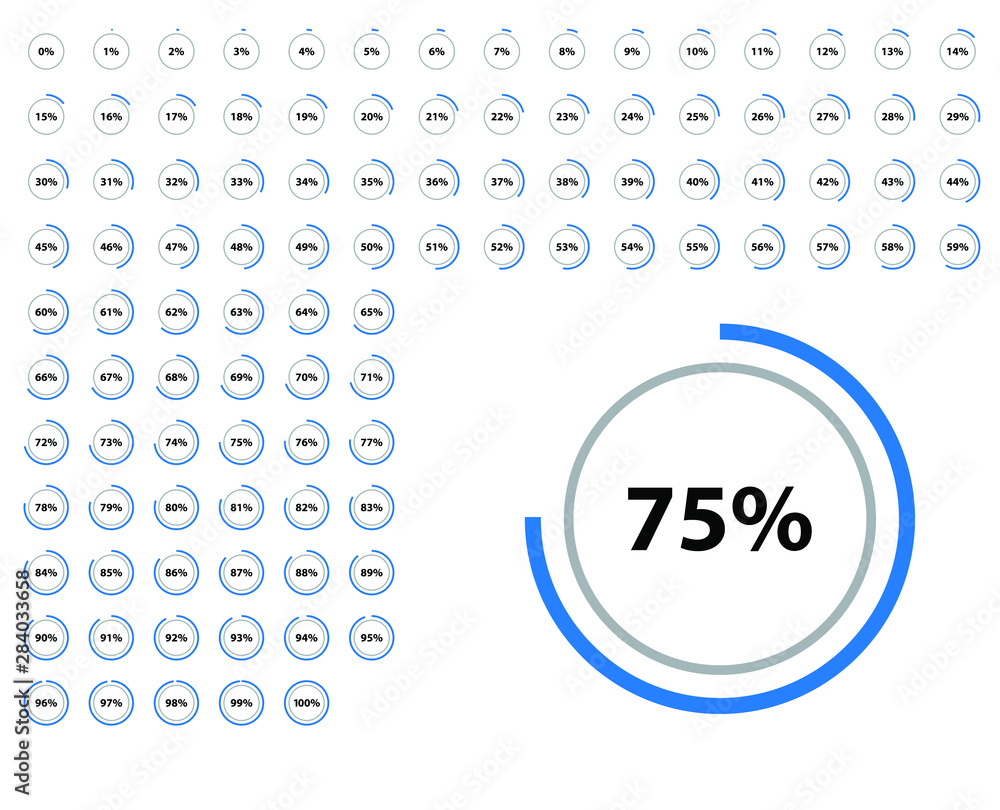 Circle percentage diagrams from 1 to 100. web design, infographic ...