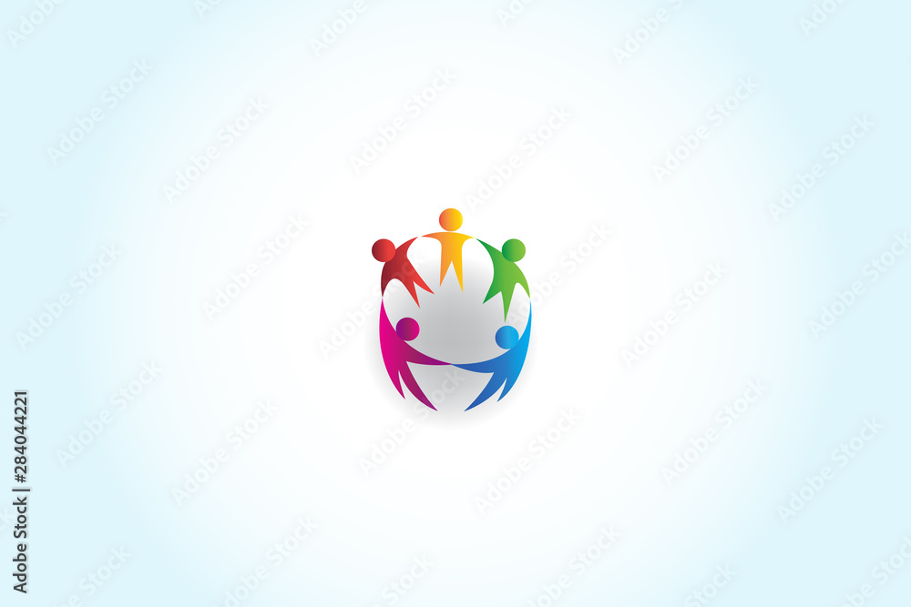 Logo teamwork unity business people holding hands vector design Stock ...