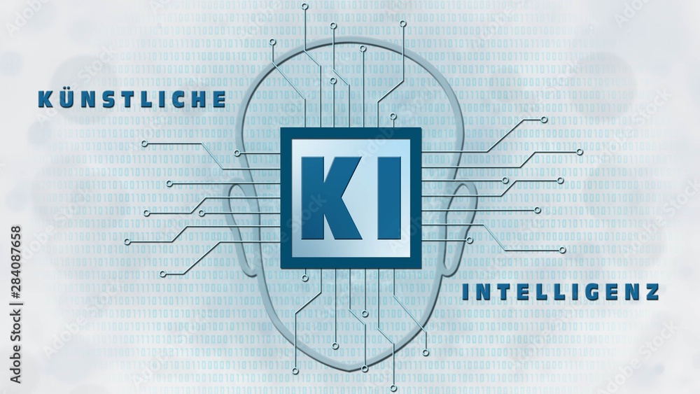 AI - Artificial Intelligence background (in german KI - Kuenstliche ...