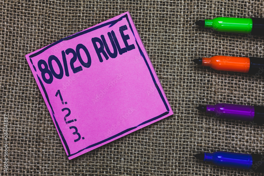 Conceptual hand writing showing 80 20 Rule. Business photo showcasing ...