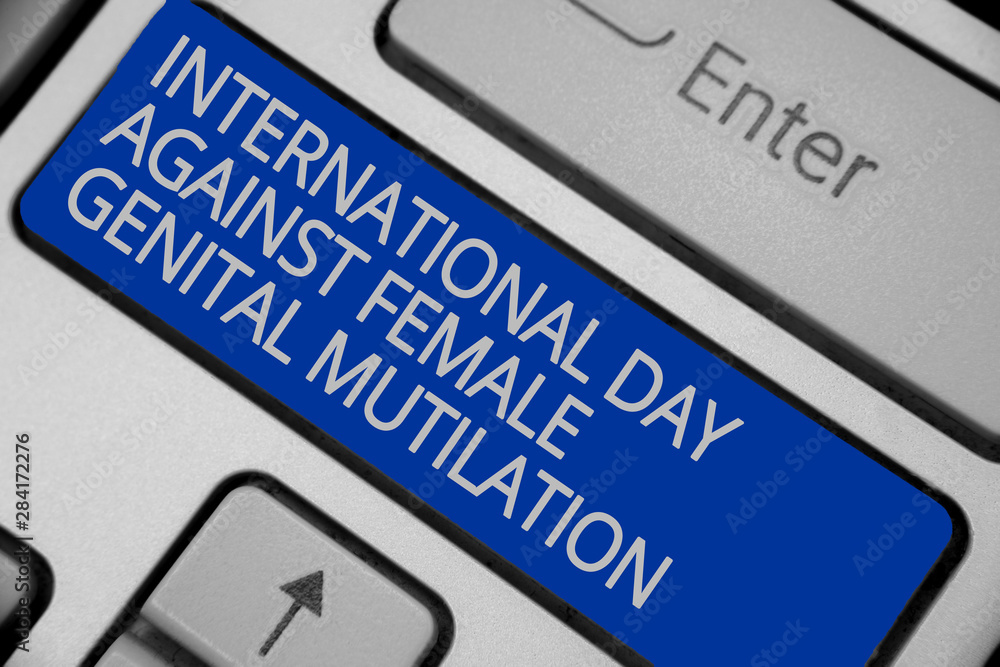 Conceptual hand writing showing International Day Against Female ...