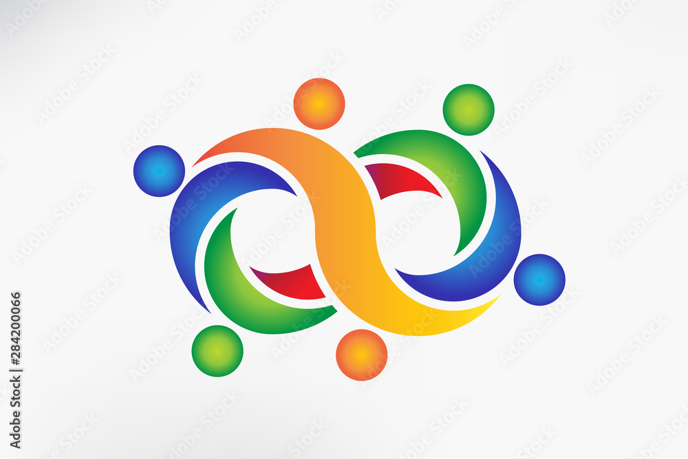 Logo teamwork people friendship partners infinity symbol vector Stock ...