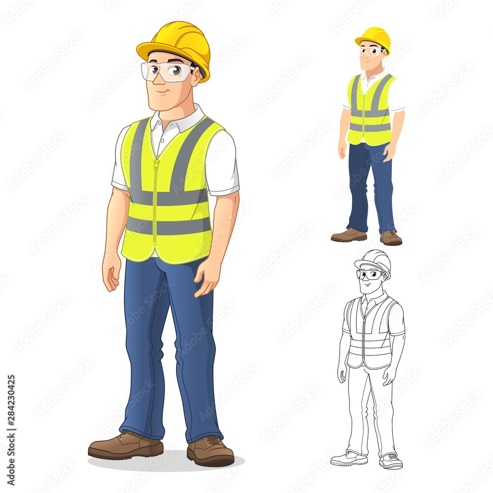Man with Safety Gear Standing Straight, with His Arms by His Side ...