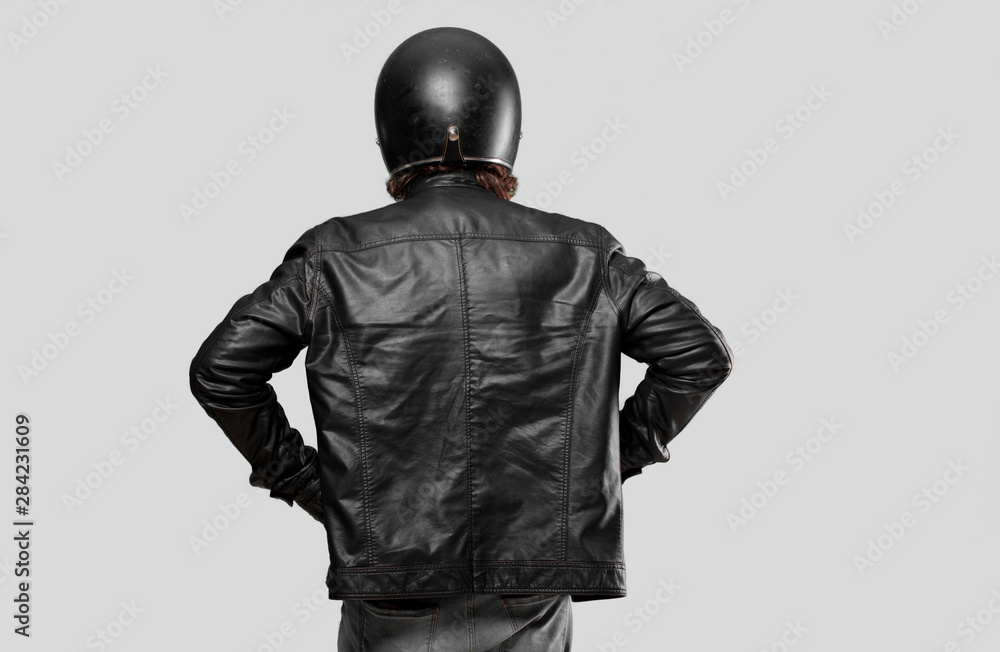 motorbike rider back pose Stock Photo | Adobe Stock
