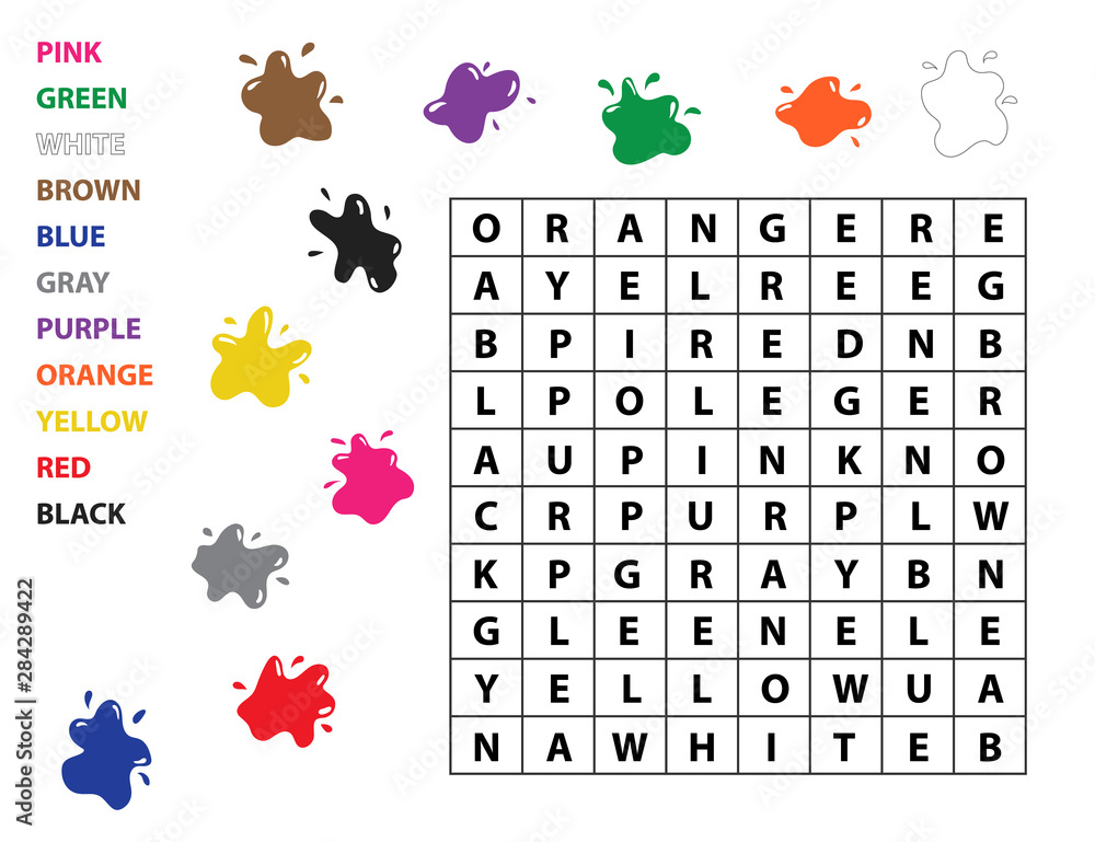 Word search for kids. Learn english vocabulary. Study colors ...