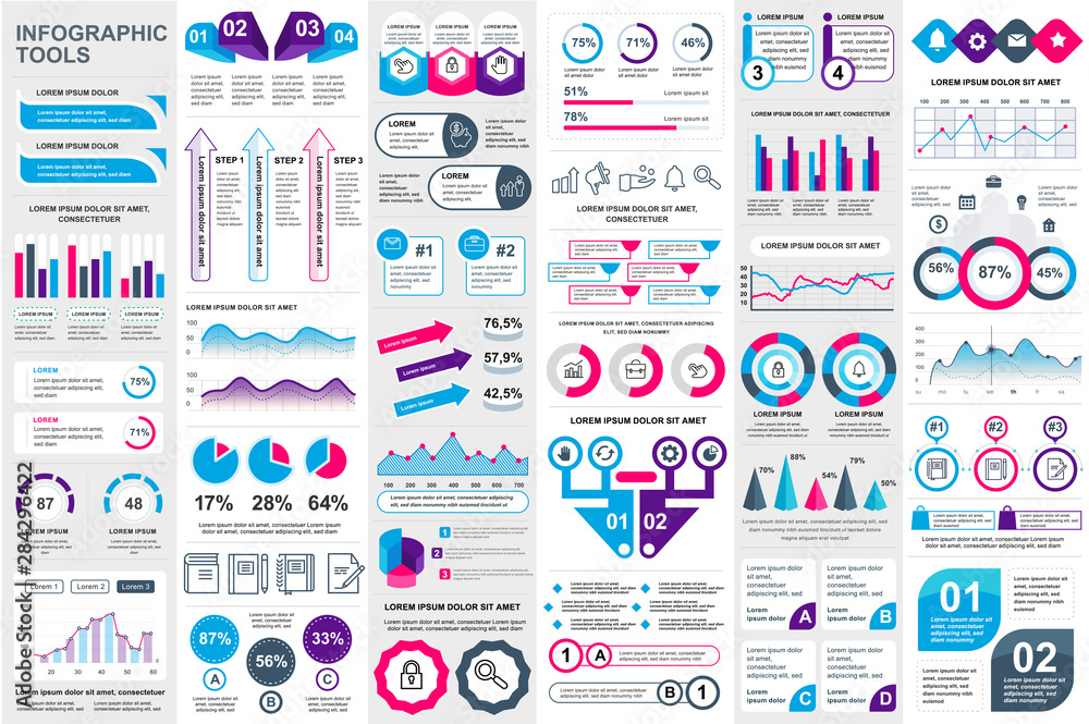 Infographic elements data visualization vector design template. Can be ...